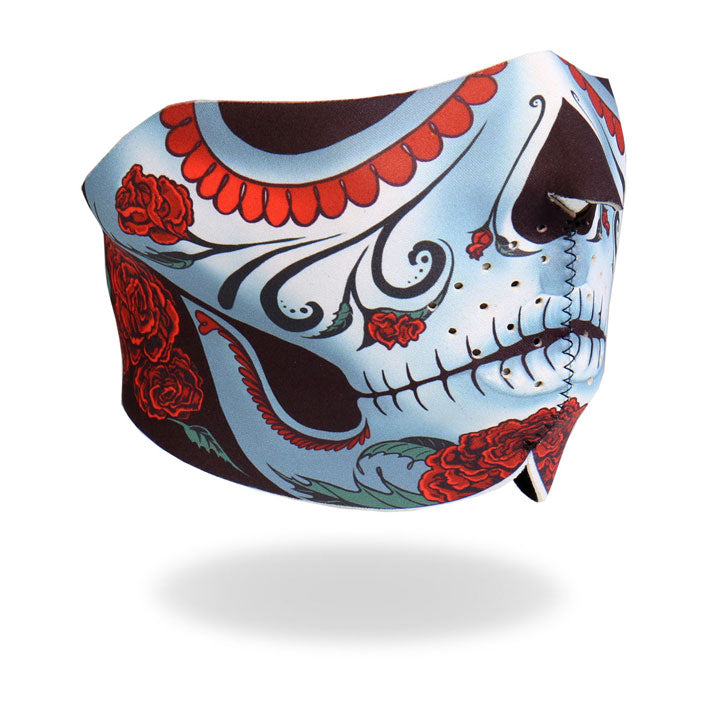 Hot Leathers Sugar Woman Calavera Neoprene 1/2 Face Mask w/ Roses ...