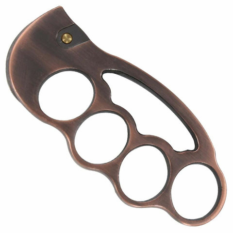Fighter Knuckles with Automatic Karambit Knife Copper Paperweight ...