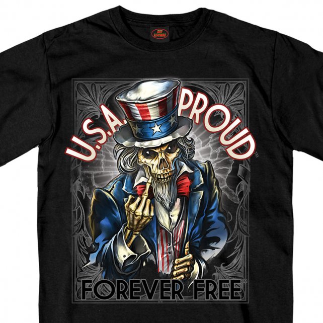 Uncle Sam Poster Finger Short Sleeve Skelton T-Shirt USA Proud – Slash2Gash