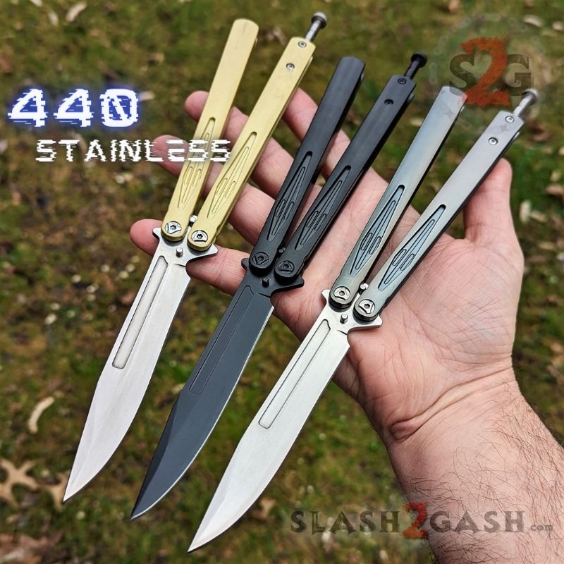 Gentlemans Butterfly Knife Channel Balisong w/ Adjustable Spring Latch ...