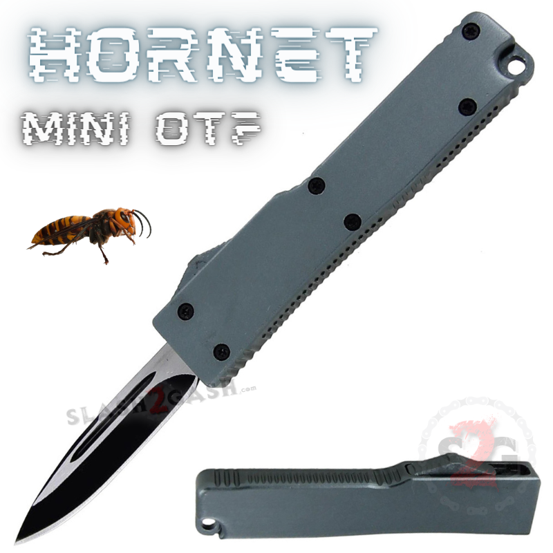 Keychain Mini OTF Knife Switchblade Single Edge - Grey Hornet – Slash2Gash