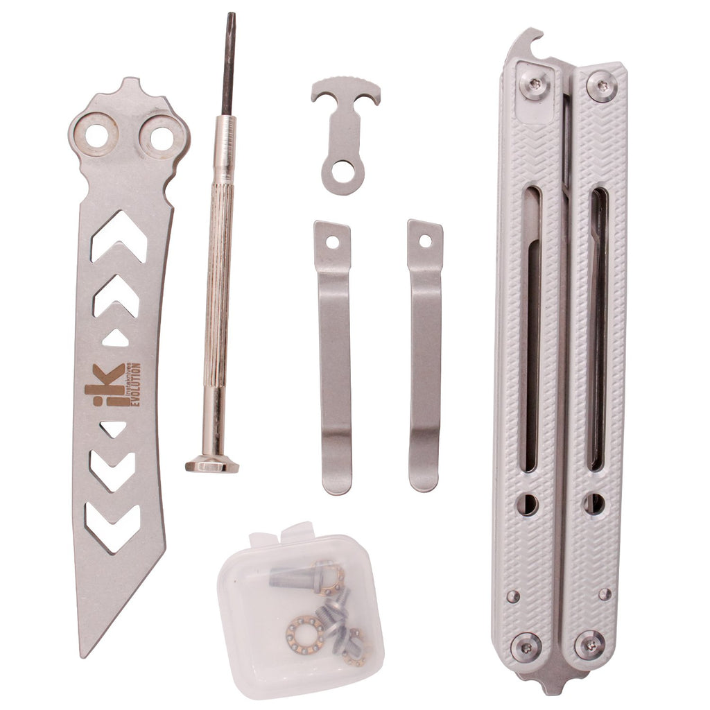 Instaknives Aluminum Balisong 2in1 Butterfly Knife w/ Zen Pins - Silve ...