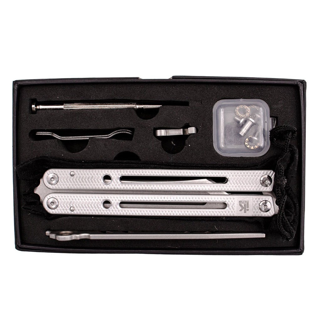 Instaknives Aluminum Balisong 2in1 Butterfly Knife w/ Zen Pins - Silve ...