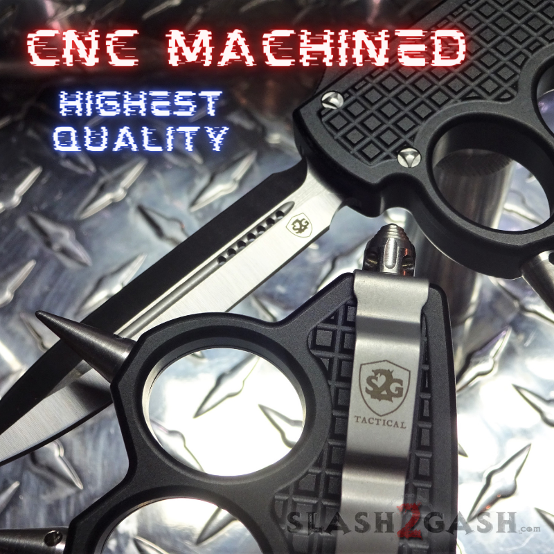 Knuckle OTF w/ Spikes S2G Tactical Switchblade Trench Knife - Dagger ...