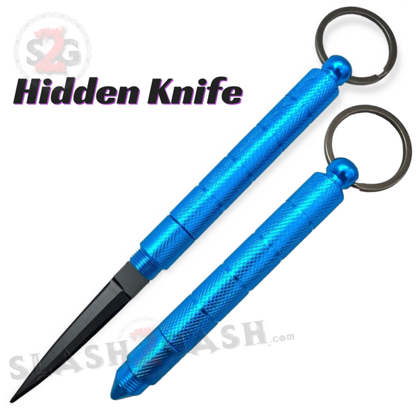 Kubotan Hidden Knife Self Defense Stick Keychain w/ Dagger - Blue ...