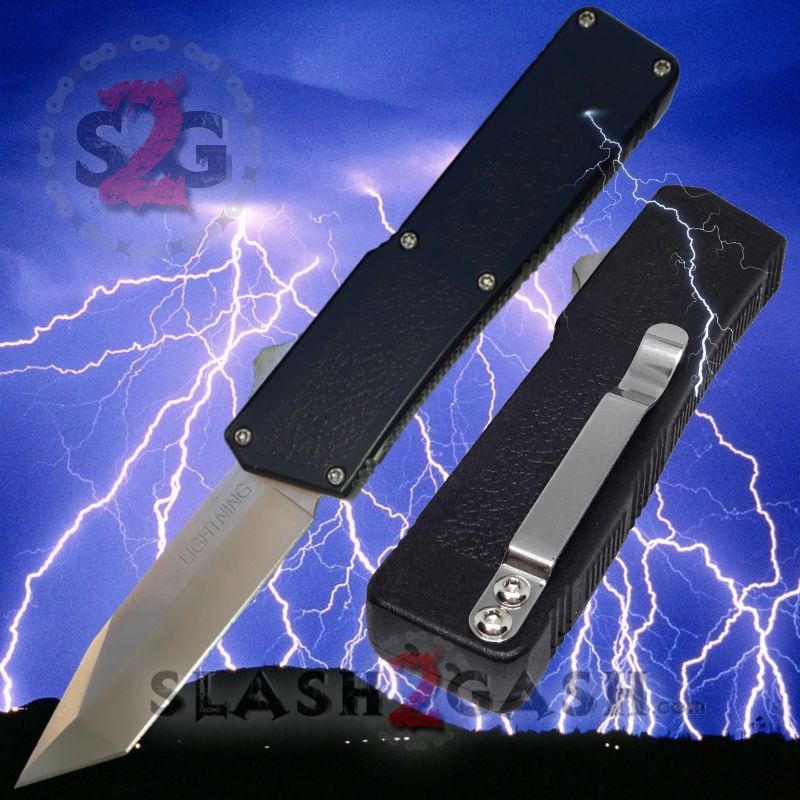 Lightning OTF Dual Action Black Automatic Knife - TAIWAN 11 Blade Opti ...