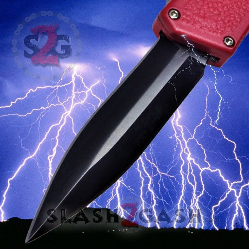 Lightning OTF Dual Action Red Automatic Knife - Tactical Double Edge ...
