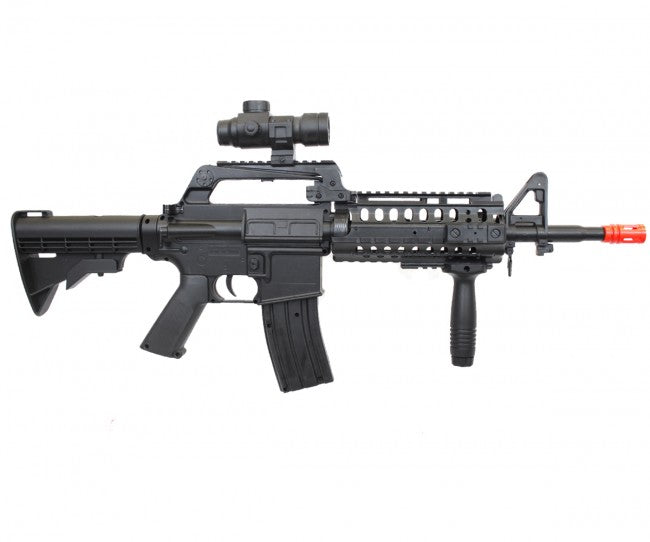 WELL MR733 M4 RIS Spring Airsoft Gun with Scope, Flashlight and Grip ...