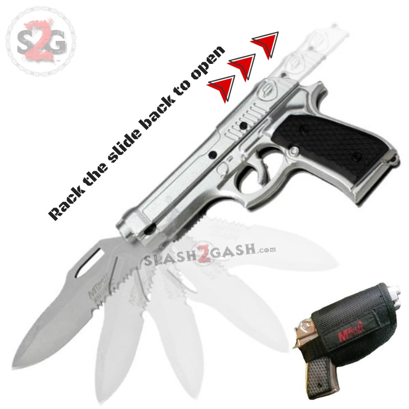 Gun-Shaped Spring Assisted Knife Black Pistol w/ Holster - asst. color ...