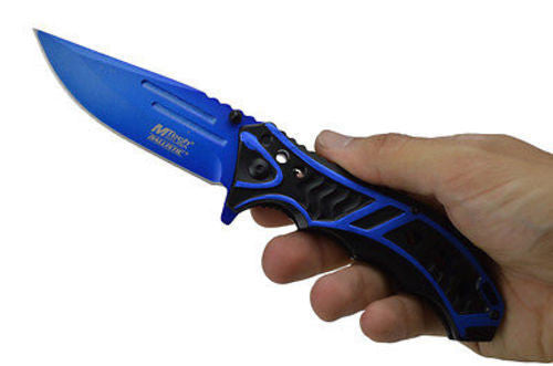 MTech Spring Assisted Blue Blade Tactical Folding Pocket Knife Switch ...