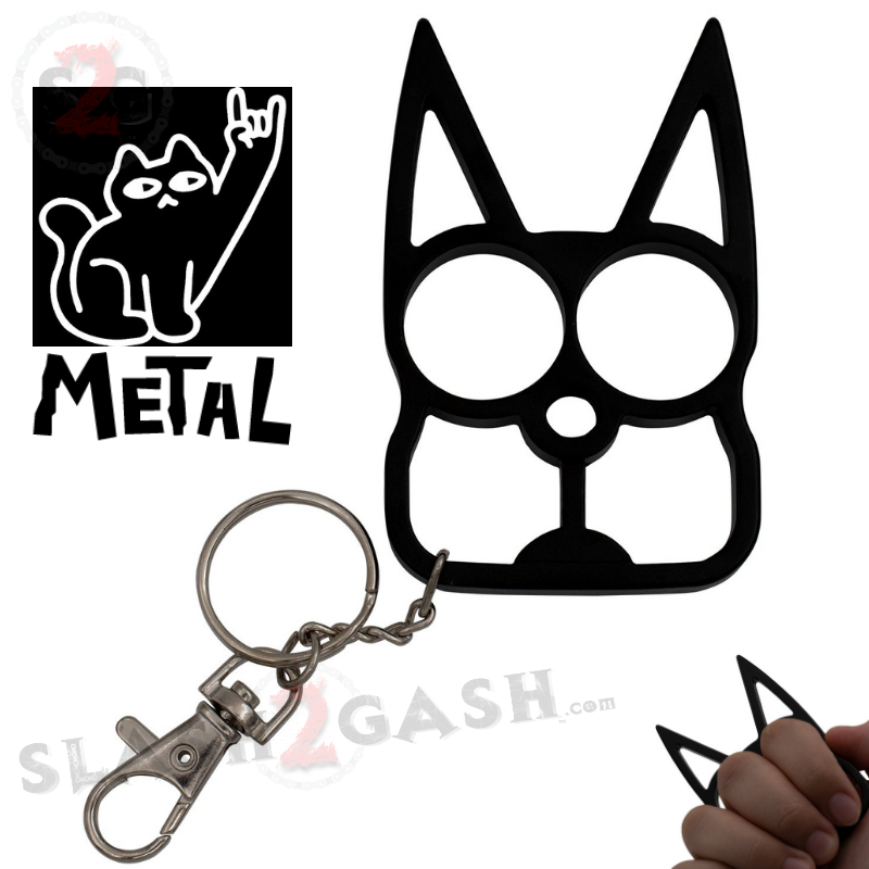 "Metal Cat" Self Defense Kitty Keychain Knuckles - Black – Slash2Gash
