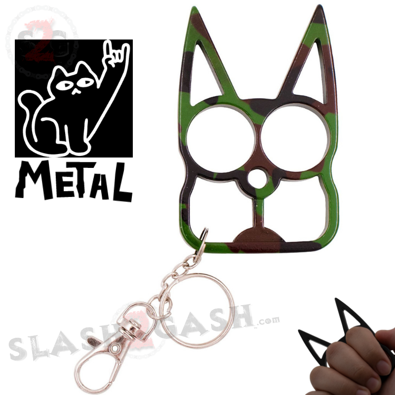 "Metal Cat" Self Defense Kitty Keychain Knuckles - Camo – Slash2Gash