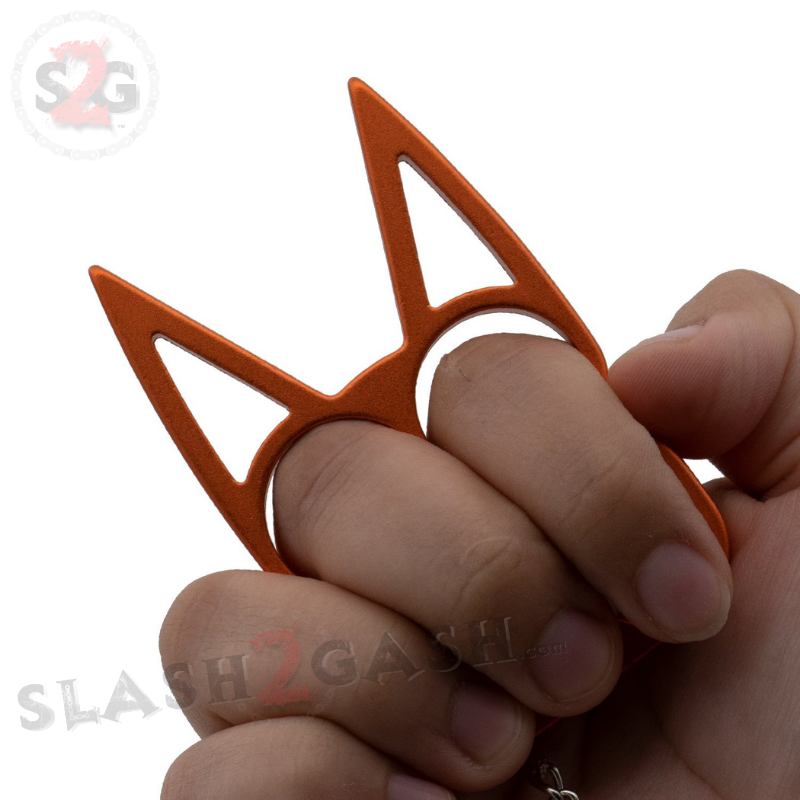 "Metal Cat" Self Defense Kitty Keychain Knuckles - Orange – Slash2Gash