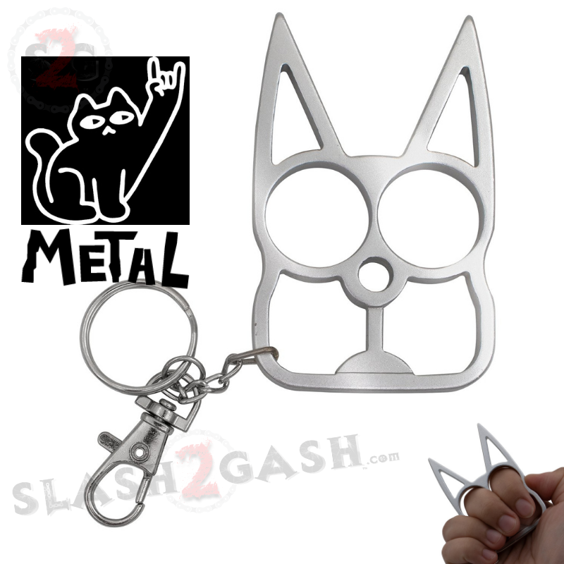 "Metal Cat" Self Defense Kitty Keychain Knuckles - Silver – Slash2Gash