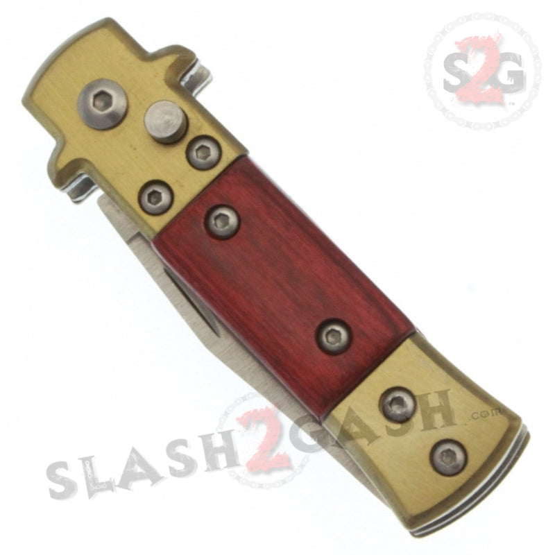 Mini Bronze Stiletto Auto Knife Cali Legal Switchblade - Rosewood ...
