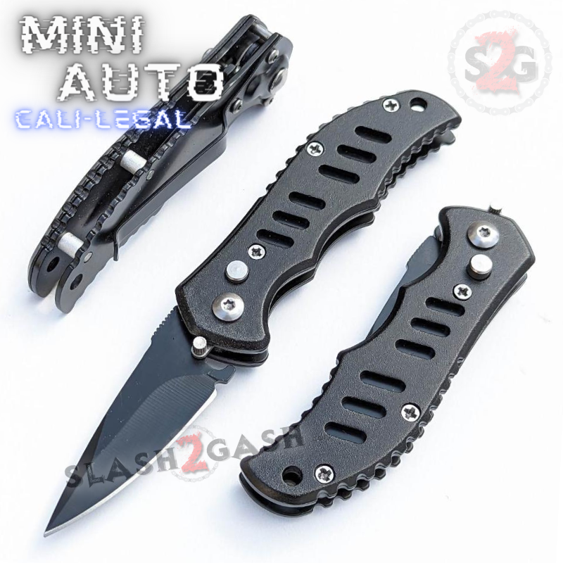 Mini Auto Knife Cali Legal Switchblade w/ Safety - Slotted, Asst. Colo ...