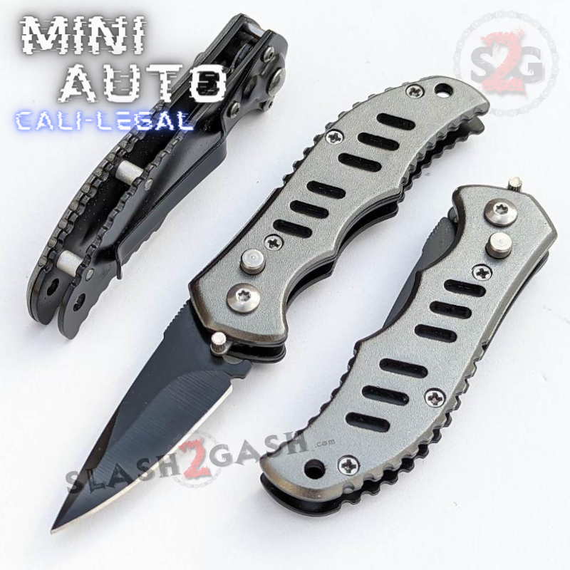 Mini Auto Knife Cali Legal Switchblade w/ Safety - Slotted, Asst. Colo ...