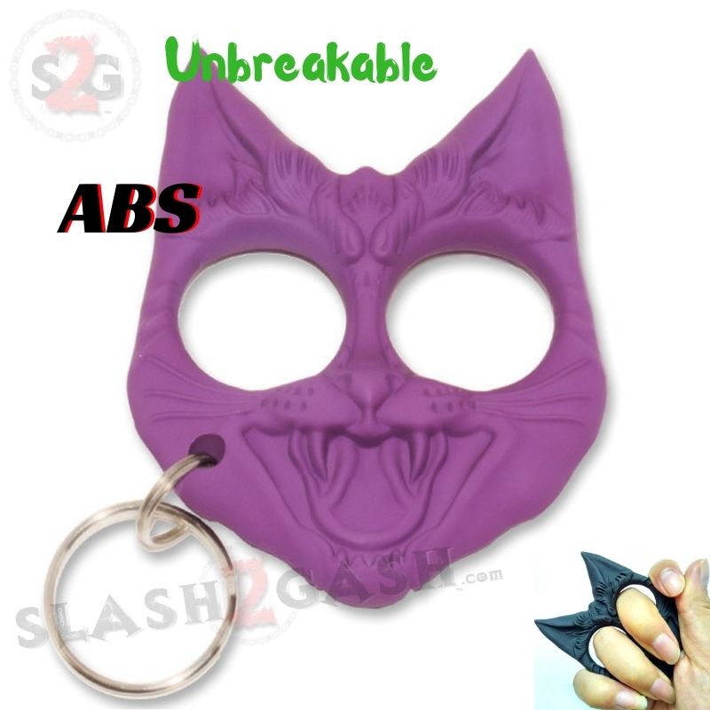 "My Kitty" Self Defense Evil Cat Keychain ABS Knuckles - Purple ...
