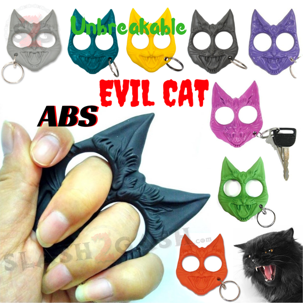"My Kitty" Self Defense Evil Cat Keychain ABS Knuckles - Asst. colors ...