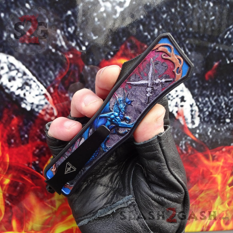 Delta Force OTF Automatic Knife Blue Dragon's Fury - 4 Blade Options ...