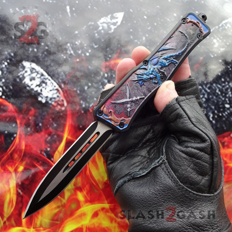 Delta Force OTF Automatic Knife Blue Dragon's Fury - 4 Blade Options ...
