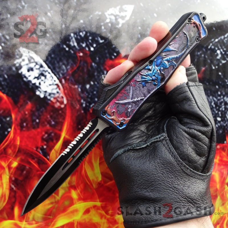 Delta Force OTF Automatic Knife Blue Dragon's Fury - 4 Blade Options ...