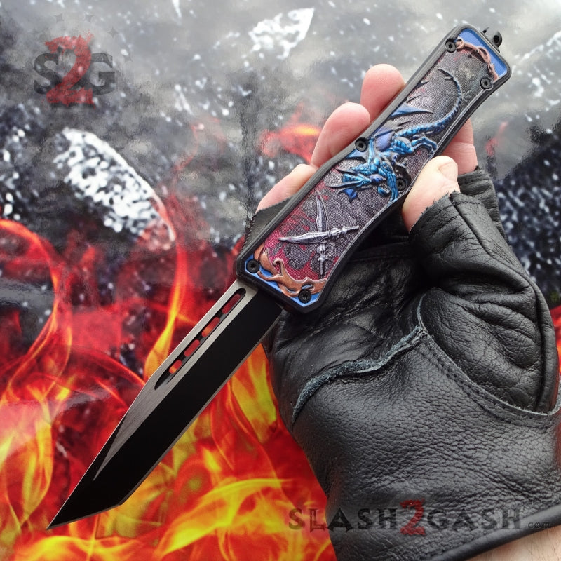 Delta Force OTF Automatic Knife Blue Dragon's Fury - 4 Blade Options ...