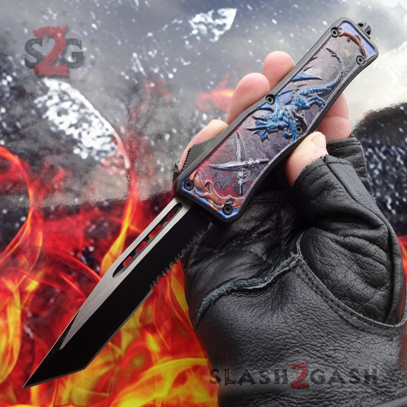 Delta Force OTF Automatic Knife Blue Dragon's Fury - 4 Blade Options ...