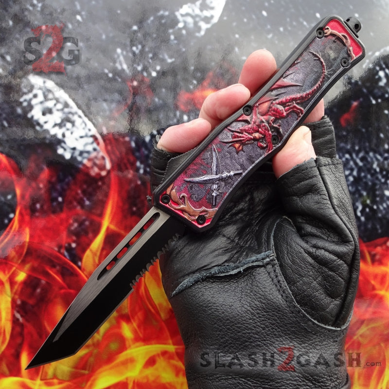 Delta Force OTF Automatic Knife Red Dragon's Fury - 4 Blade Options ...