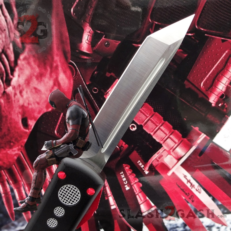 Deadpool OTF Knife Delta Force Automatic Black and Red Switchblade CNC ...