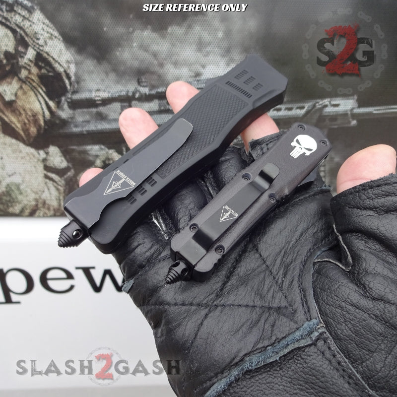 Delta Force Punisher Skull 7" Small OTF Automatic Knife - Double Edge ...