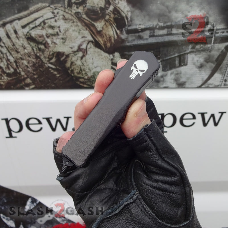 Delta Force Punisher Skull 7" Small OTF Automatic Knife - Tanto Serrat ...