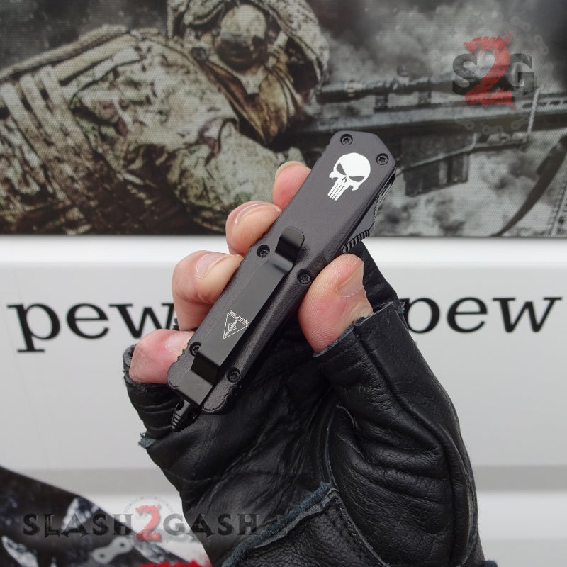 Delta Force Punisher Skull 7" Small OTF Automatic Knife - Double Edge ...