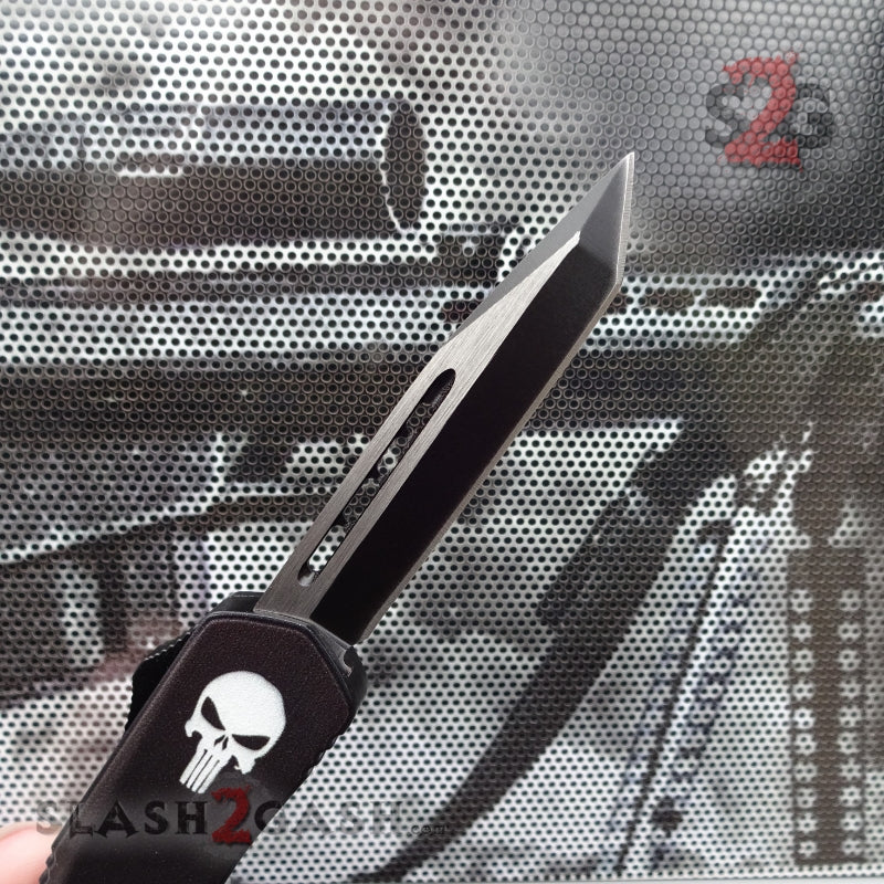 Delta Force Punisher Skull 7" Small OTF Automatic Knife - Tanto Plain ...