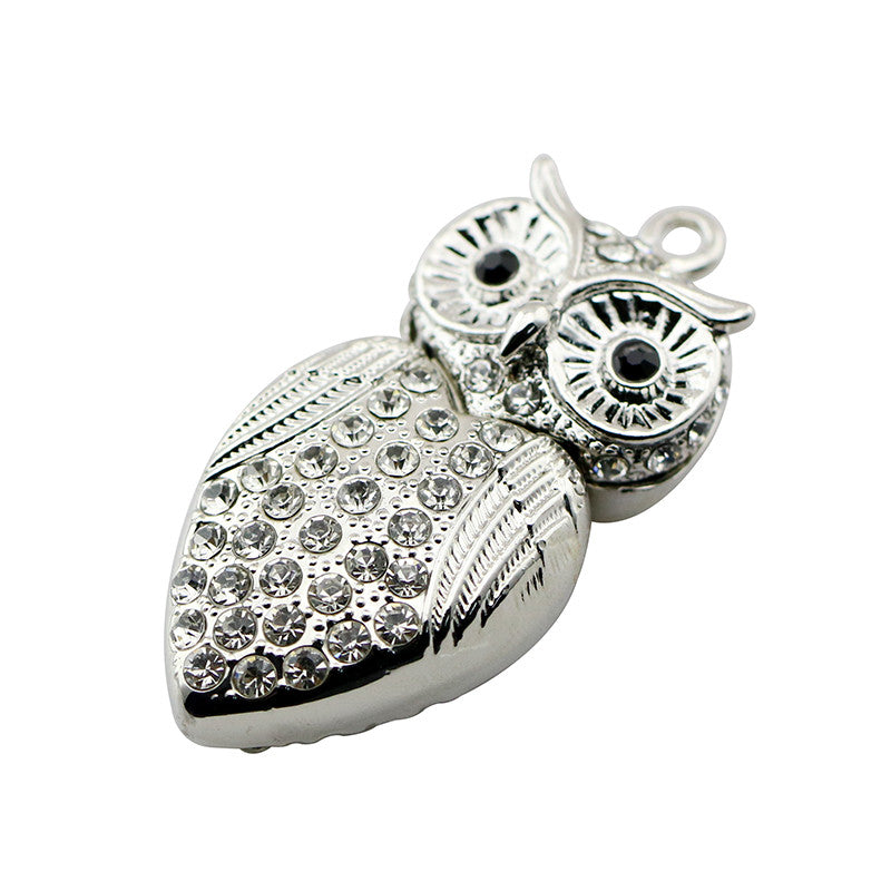 Cute Crystal Owl Necklace USB Flash Drive 2.0 Pendant 16 GB gold/silve ...