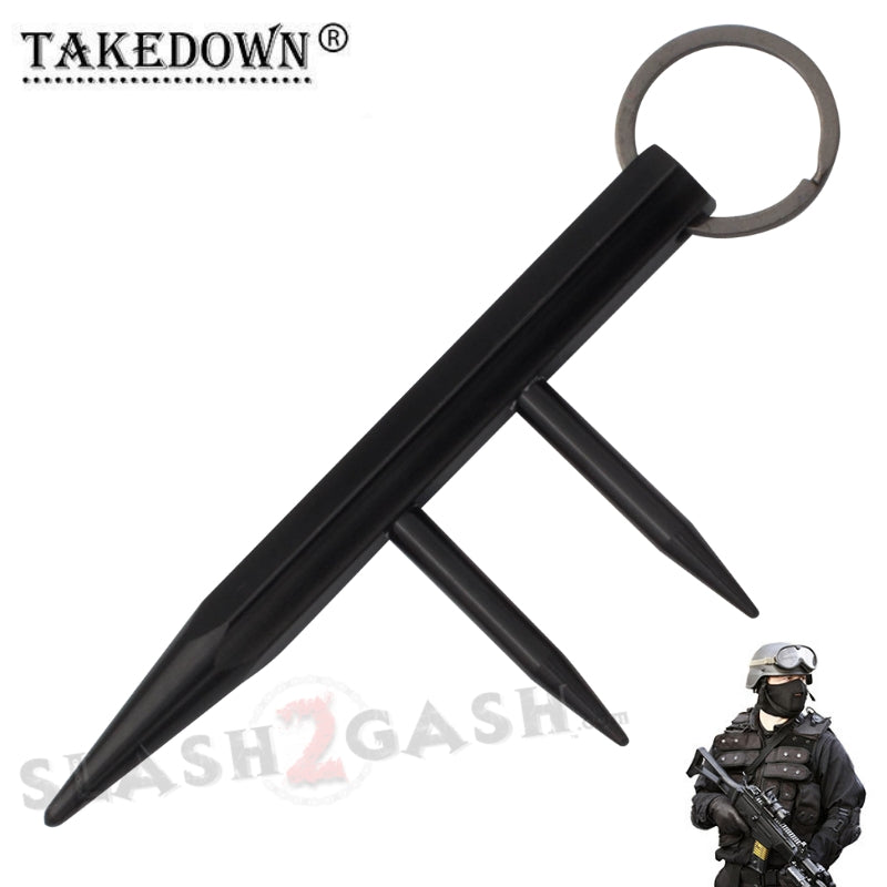 Steel Kubotan Self Defense Keychain with Prongs Spikes - EXTRA WIDE ...