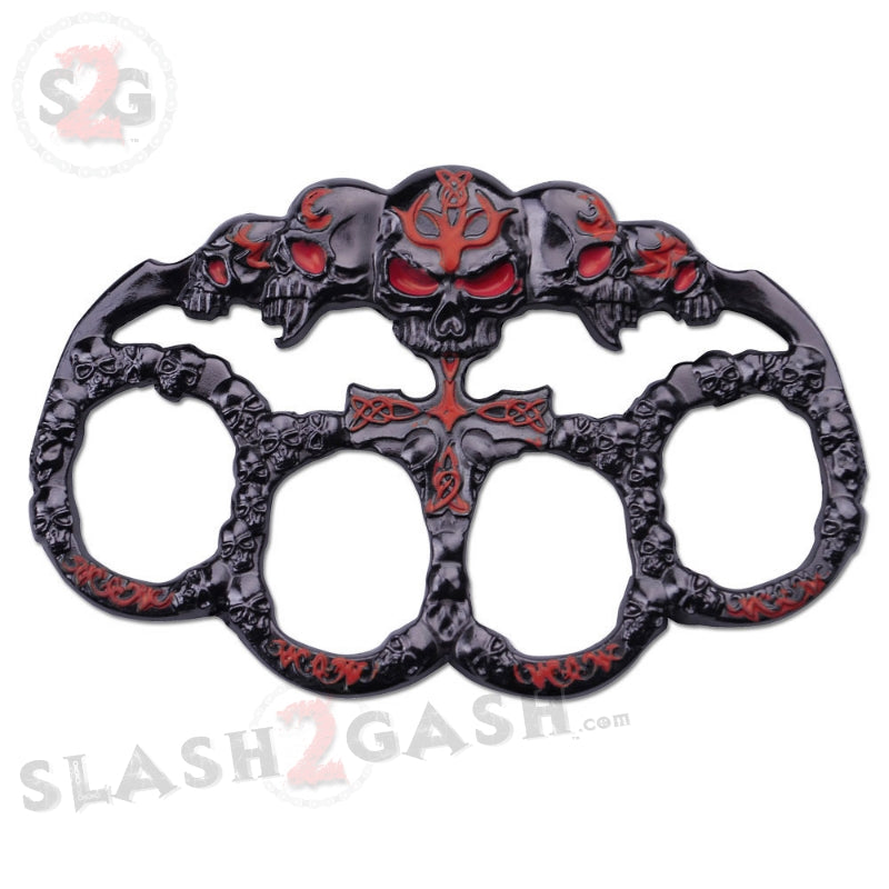 Demonic Skulls Belt Buckle Decorative Knucks Paperweight - Red – Slash2Gash