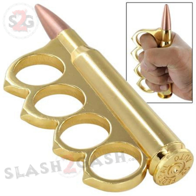 50 Caliber Bullet Knuckles Paper Weight w/ Hidden Stash - Gold – Slash2Gash