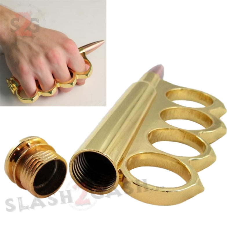 50 Caliber Bullet Knuckles Paper Weight w/ Hidden Stash - Gold – Slash2Gash