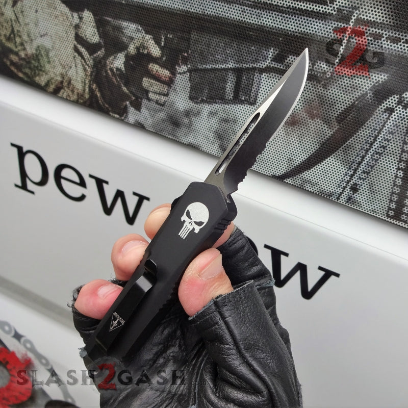Punisher Skull OTF Knife Small 7" Delta Force Switchblade - Single Edg ...