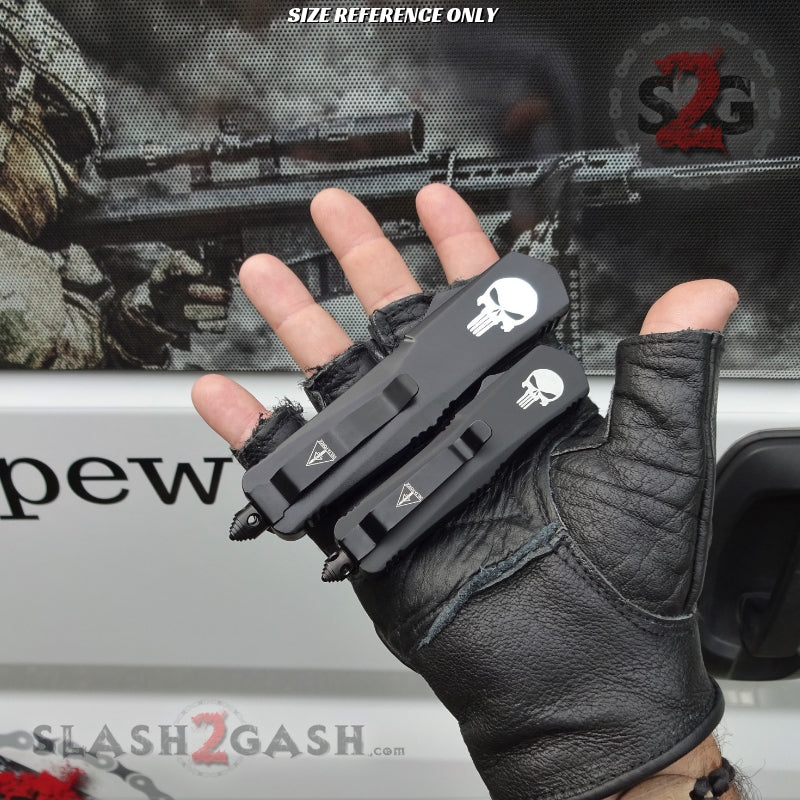 Punisher Skull OTF Knife Small 7" Delta Force Switchblade - Single Edg ...
