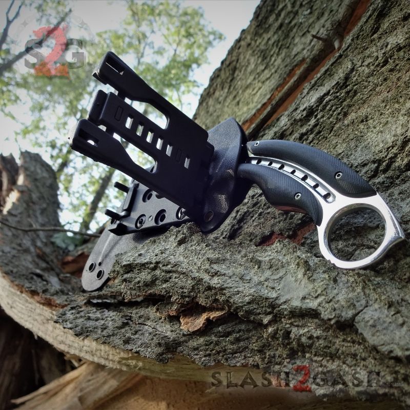 Scorpion Claw Karambit Knife - Mirror Chrome G10 w/ Kydex Sheath ...