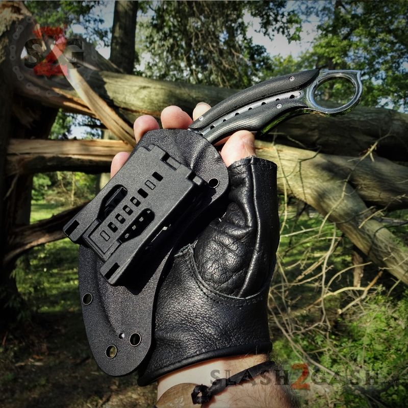 Scorpion Claw Karambit Knife - Mirror Chrome G10 w/ Kydex Sheath ...