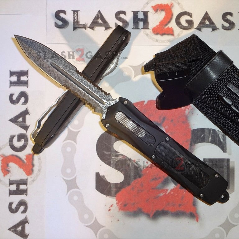 S2G Tactical Spartan OTF Knife D/A Automatic - Damascus Spear Plain ...