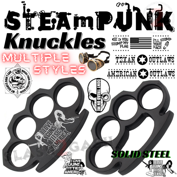 Steam Punk Brass Knuckles Solid Steel Black Paper Weight - asst. style ...