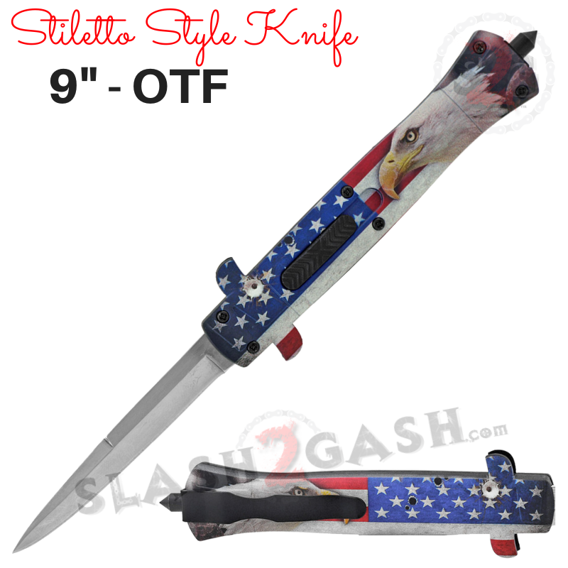 Stiletto OTF Knife 9 Inch Auto Switchblade ABS Body - Assort. Styles ...
