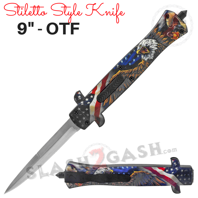 Stiletto OTF Knife 9 Inch Auto Switchblade ABS Body - Assort. Styles ...