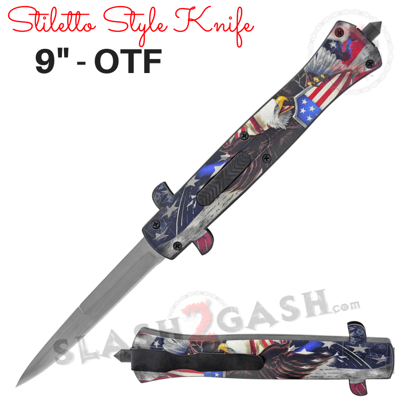 Stiletto OTF Knife 9 Inch Auto Switchblade ABS Body - Assort. Styles ...