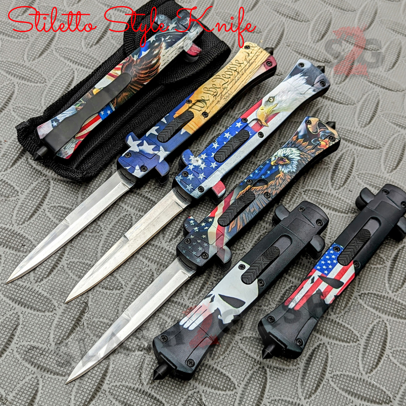 Stiletto OTF Knife 9 Inch Auto Switchblade ABS Body - Assort. Styles ...