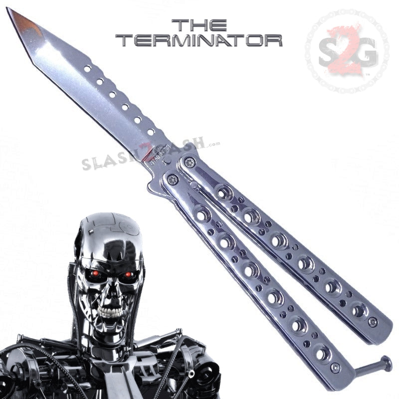 Terminator Butterfly Knife Chrome Mirror Finish Balisong SHINY – Slash2Gash